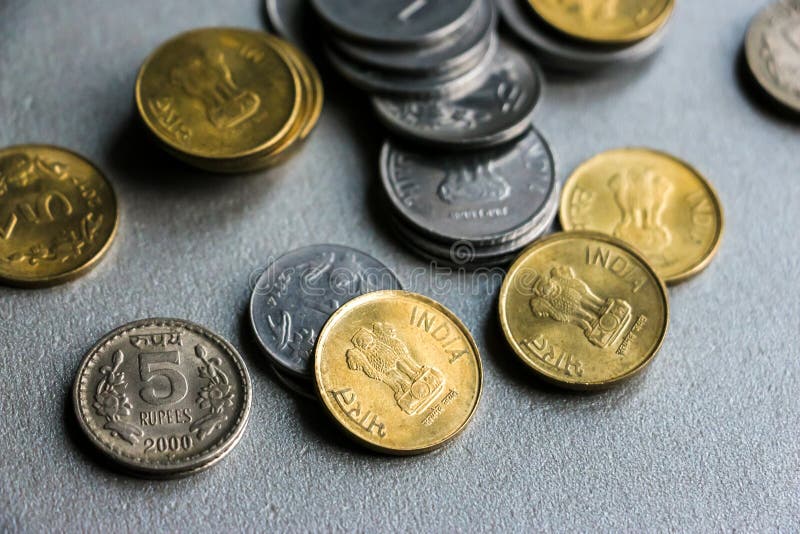 New indian coins stock photo. Image of monetary, paper - 136392032