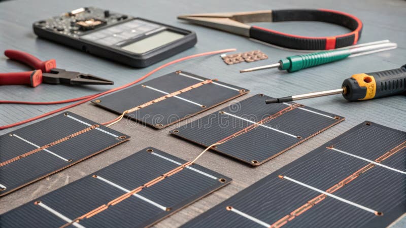 A Closeup View of the Individual Components Used in a Homemade Solar ...