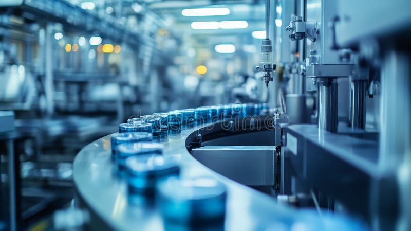Closeup View of Industrial Conveyor Belt in Factory Setting a Stock ...