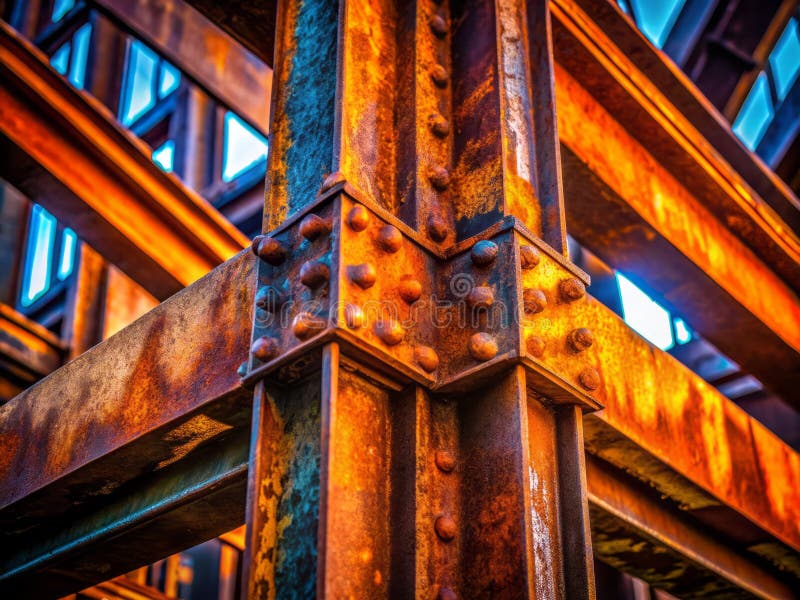 Closeup View of an Industrial Steel Structure Exploring Metal Texture ...