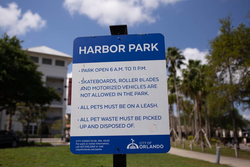 Closeup View of an Informative Board of Harbor Park Stock Image - Image ...