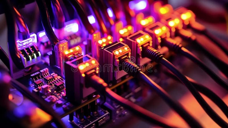 A Closeup View of Interconnected Cables and Circuit Boards with Small ...