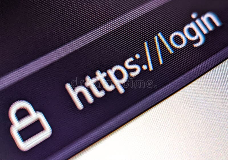 Closeup View of an Internet Web Browser with Secure URL Displayed on a ...