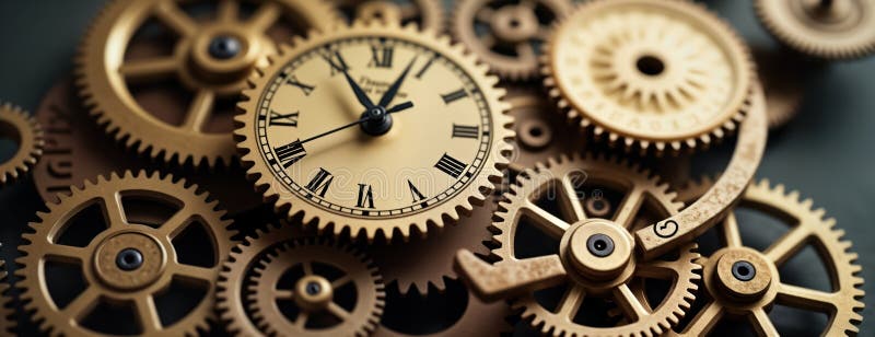Closeup View of Intricate Clock Mechanism. Interconnected Gears, Clock ...