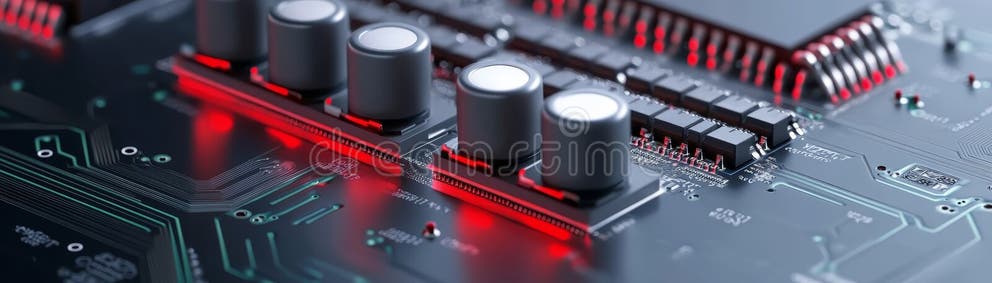 Closeup View of Intricate Computer Motherboard Circuitry and Components ...