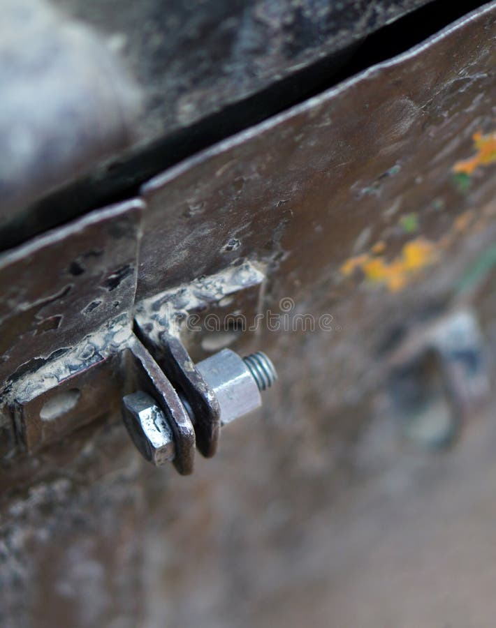 Closeup View of Iron Nut and Bolt Locking or Fastening Stock Photo ...