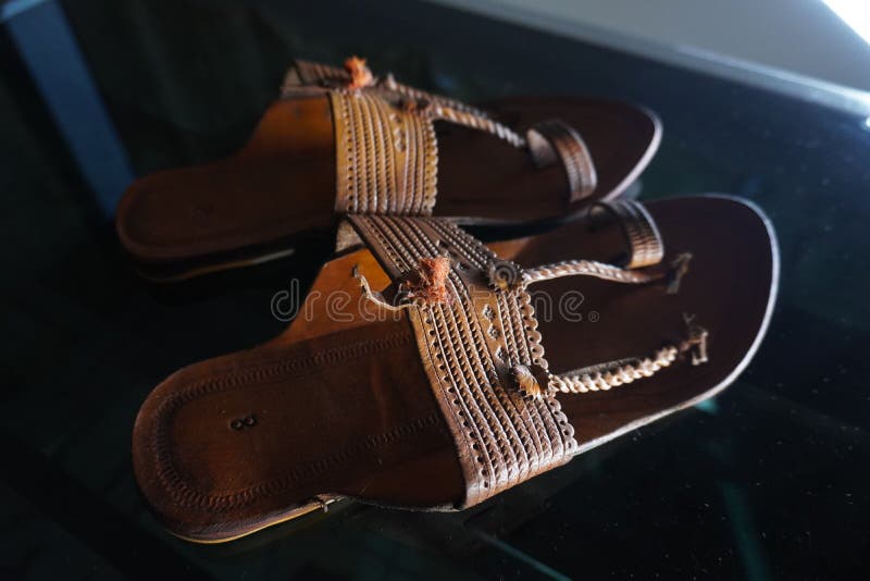 Closeup View of Kolhapuri Slippers Stock Photo - Image of indian ...