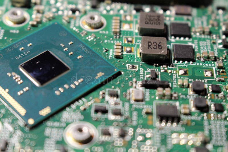 Closeup View at Laptop Motherboard and Components Stock Photo - Image ...