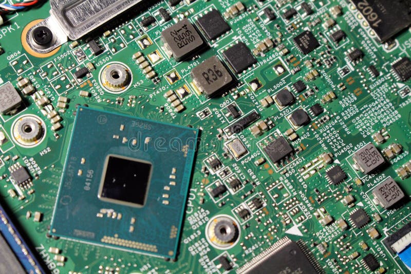 Closeup View at Laptop Motherboard and Components Stock Image - Image ...