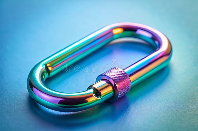 CloseUp View of a Light Blue Carabiner a Detailed Look at Climbing Gear ...