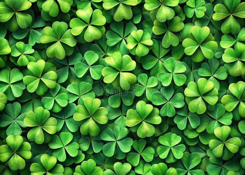Closeup View of a Lush Clover Leaf Pattern a Vibrant Detailed Botanical ...