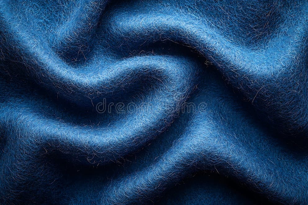 Closeup View of Luxurious Deep Blue Woven Wool Fabric with Subtle ...