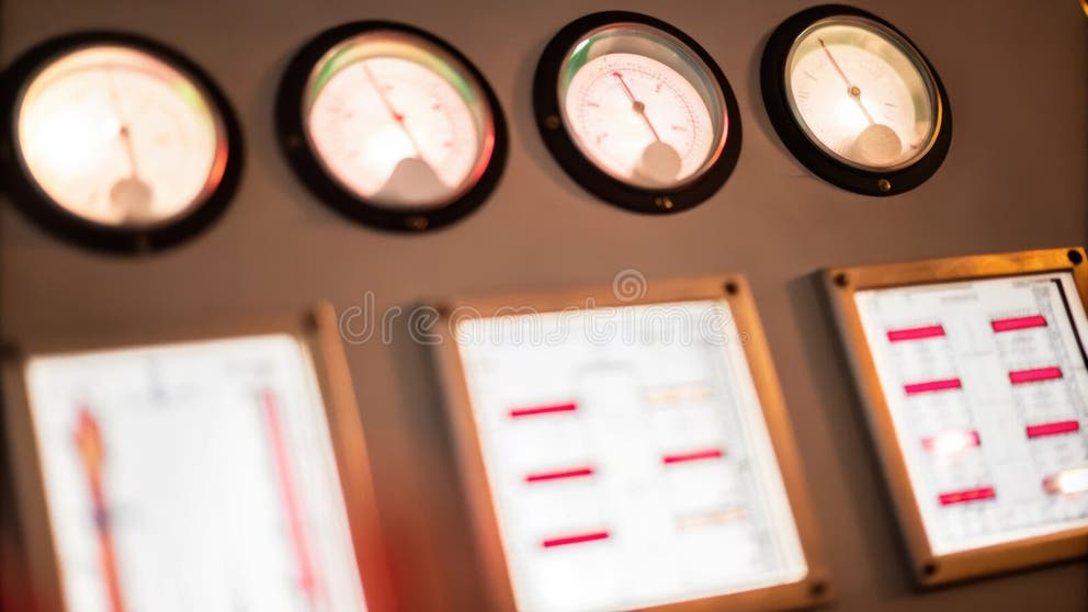 A Closeup View of a Machine Dashboard with Illuminated Indicators and ...