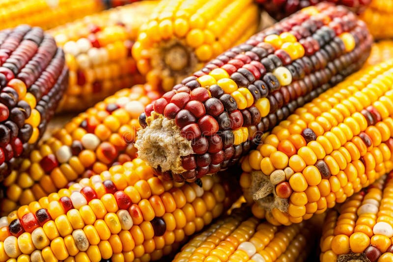 Closeup View of Maize Weevil Damage on Corn Kernels Identifying the ...