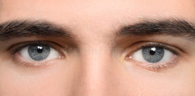 Closeup View of Man with Eyes. Banner Design Stock Photo - Image of ...