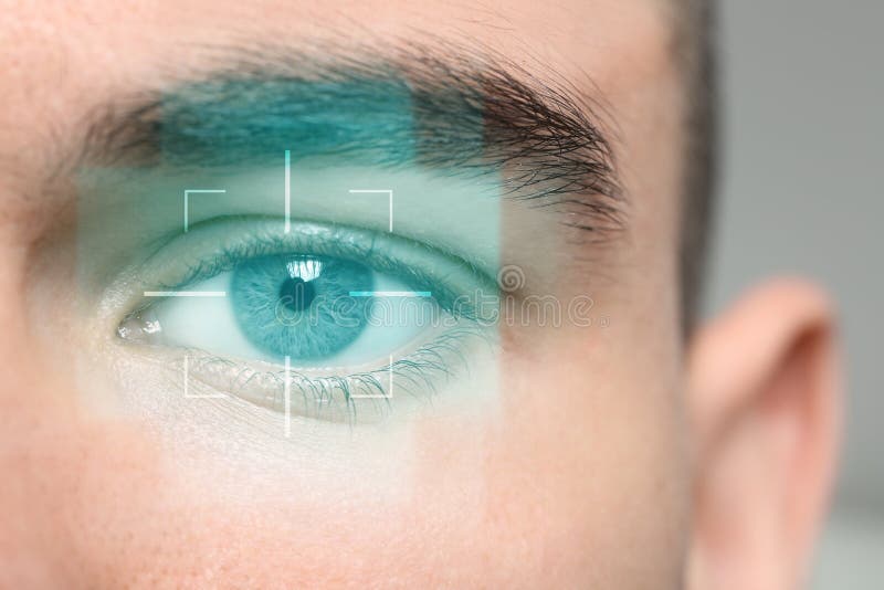 Closeup View of Man and Mark Illustration on His Eye. Vision Correction ...