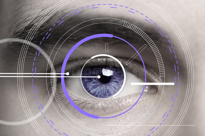 Process of Scanning. Human Eye Scanning and Recognition Stock Photo ...
