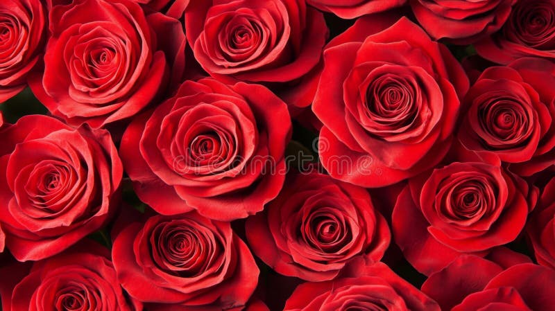 A Closeup View of Many Red Roses Stock Illustration - Illustration of ...
