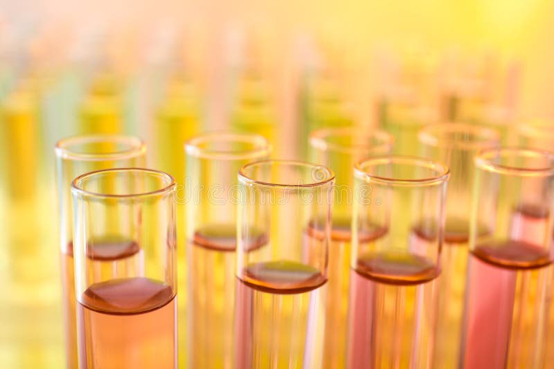 Closeup View of Many Test Tubes with Liquid Stock Photo - Image of ...