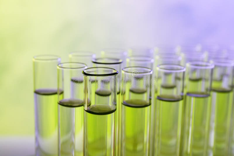Closeup View of Many Test Tubes with Liquid Stock Photo - Image of ...