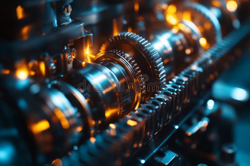 Closeup View of Metallic Gears Inside a Car Engine Stock Image - Image ...