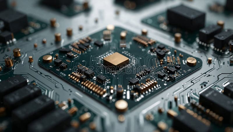 A Closeup View of a Microchip with Intricate Details and Glowing Edges ...