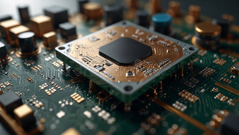 A Closeup View of a Microchip with Intricate Details and Glowing Edges ...