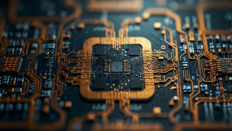 A Closeup View of a Microchip with Intricate Details and Glowing Edges ...
