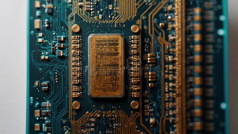 A Closeup View of a Microchip with Intricate Details and Glowing Edges ...
