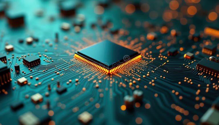 Closeup View of Microcircuit. Complex Network of Interconnected ...
