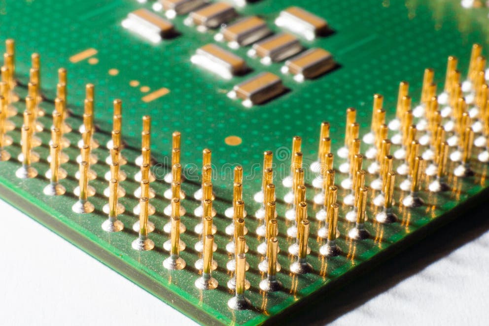 Closeup View Microprocessor Pins Stock Photo - Image of abstract ...