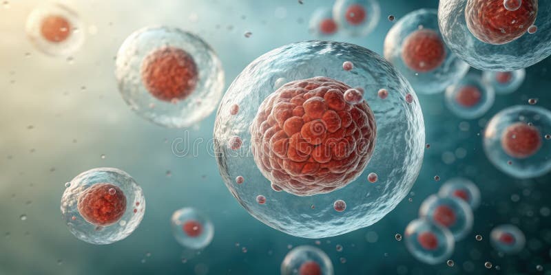 Closeup View of Microscopic Cells with Nucleus and Cytoplasm in ...