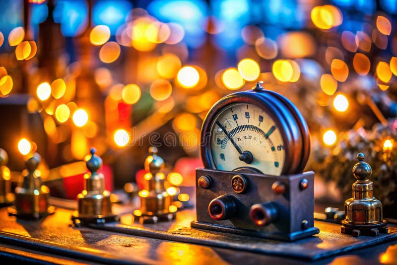 Closeup View of a Miniature Ampermeter Precision Electrical Measurement ...