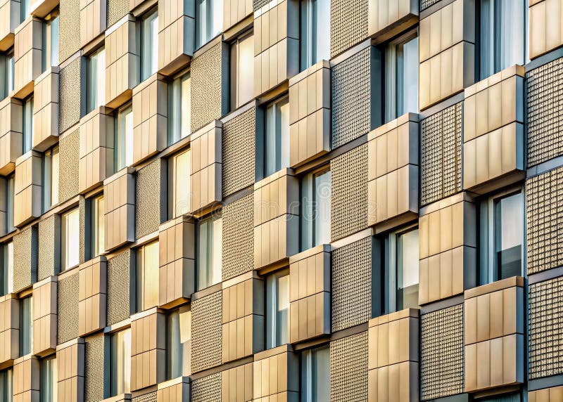 Closeup View of a Modern Beige and Gray Building Facade Exploring ...