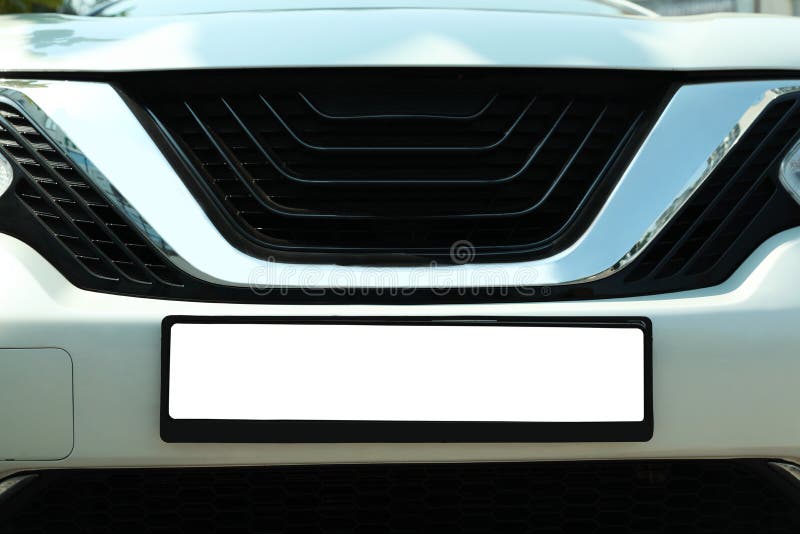 Closeup View of Modern Car with License Plate Stock Image - Image of ...