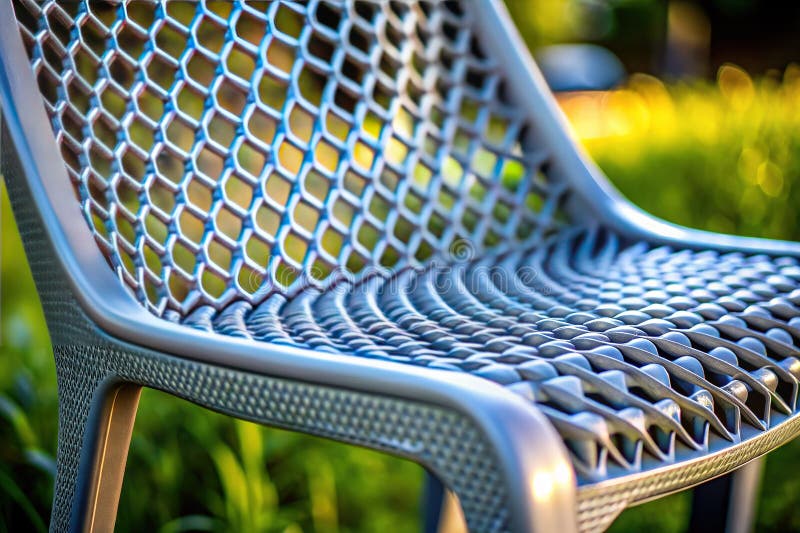 Closeup View of a Modern Grey Plastic Chair Exploring Abstract Textures ...