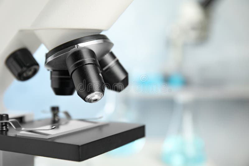 Closeup View of Modern Microscope in Laboratory. Medical Equipment ...