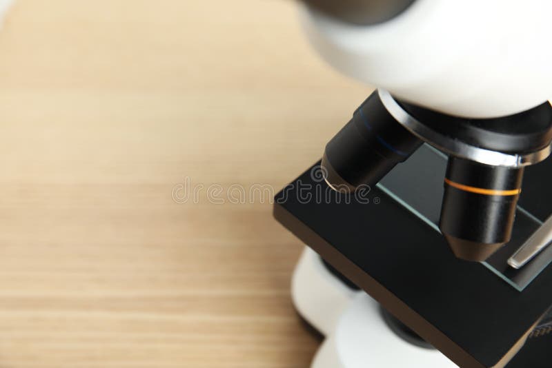 Closeup View of Modern Microscope on Table, Space for Text. Medical ...