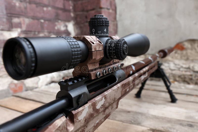 Closeup View of Modern Powerful Sniper Rifle with Telescopic Sight ...