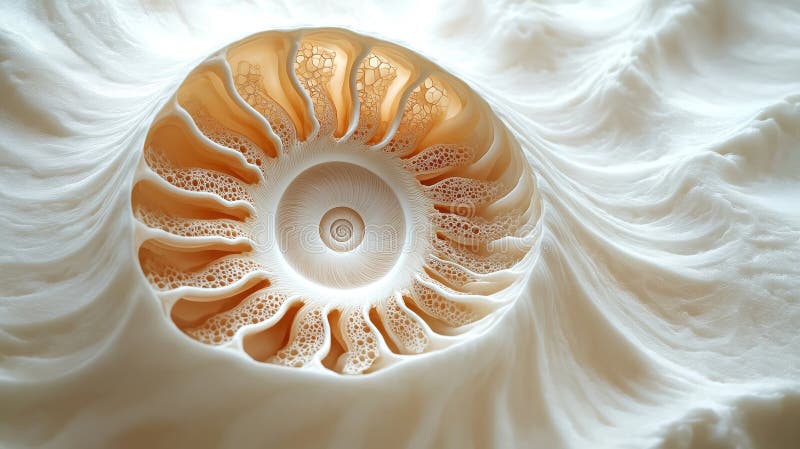 Closeup View of Nautilus Shell Spiral Design. Detailed Texture Pattern ...