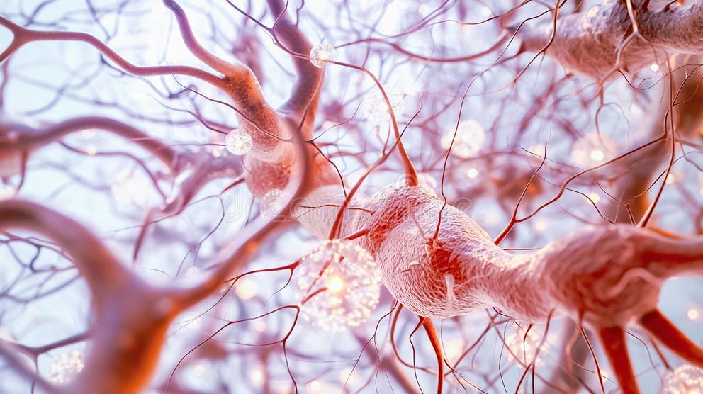 CloseUp View of Neurons and Synapses in the Brain, Exploring Complex ...