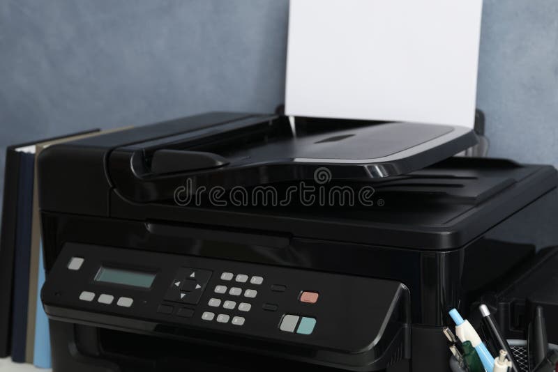 Closeup View of New Modern Black Printer Stock Photo - Image of home ...