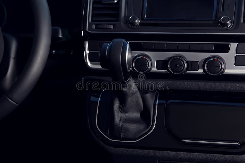 Closeup View of New Modern Car Inside Stock Photo - Image of salon ...