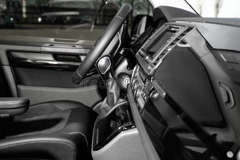 Closeup View of New Modern Car Inside Stock Image - Image of inside ...