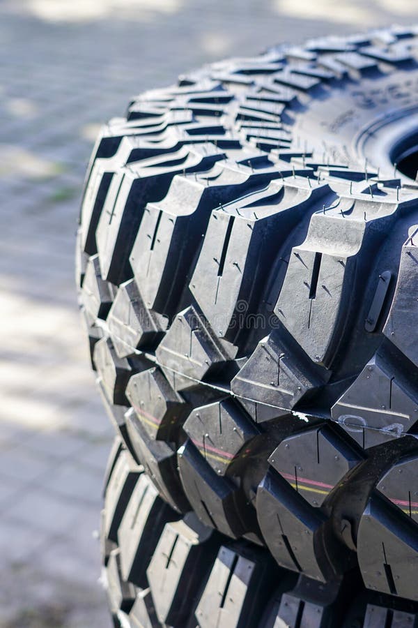 Closeup View of New Mud and Terrain Tire Tread Stock Photo - Image of ...