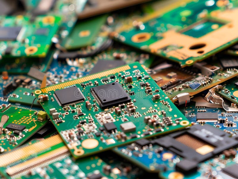 Closeup View of Old Electronic Devices, Chipsets. E Waste and Recycling ...