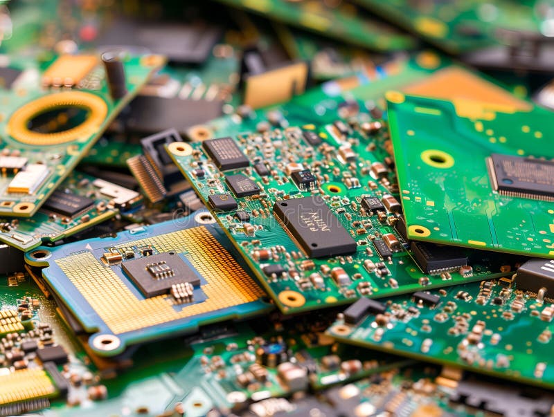 Closeup View of Old Electronic Devices, Chipsets. E Waste and Recycling ...