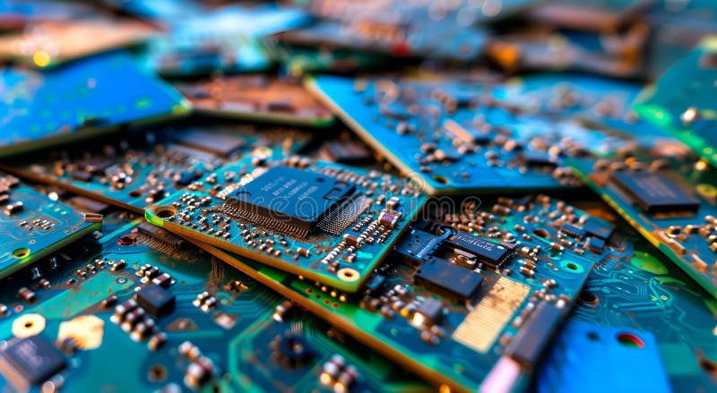 Closeup View of Old Electronic Devices, Chipsets. E Waste and Recycling ...