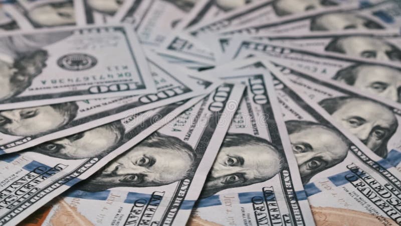 Stack of One Hundred Dollar Bills Falling Finance Concept Stock Footage ...