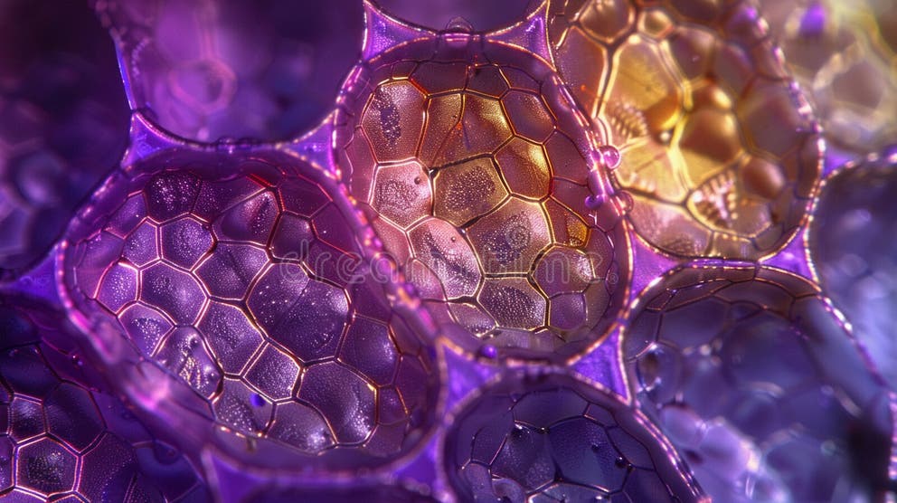 A Closeup View of an Onion Cell through a Microscope, Highlighting the ...